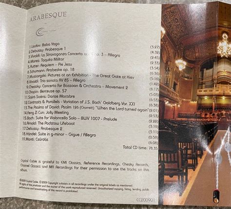 Cd Audiophile Classical Sampler Arabesque By Crystal Cable Eu