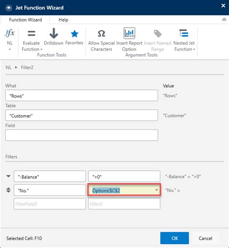creating report options with the jet excel add in support topics