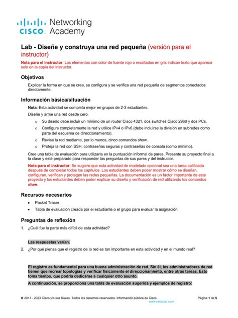 17 8 1 Lab Design And Build A Small Network Ilm Pdf Red De Arquitectura Arquitectura