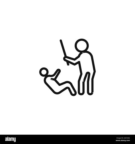 Policeman Beating Protest Icon Logo Sign Vector Outline In Black And