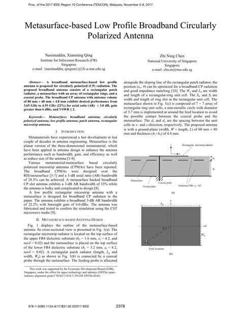 Pdf Metasurface Based Low Profile Broadband Circularly Polarized Antenna