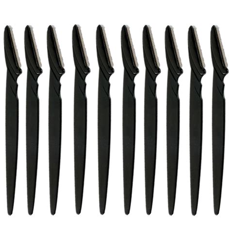 블랙 10 개 눈썹 트리머 블레이드 면도기 휴대용 얼굴 눈썹 제모 커터 안전 면도기 여성 메이크업 B01아이브로우 칼