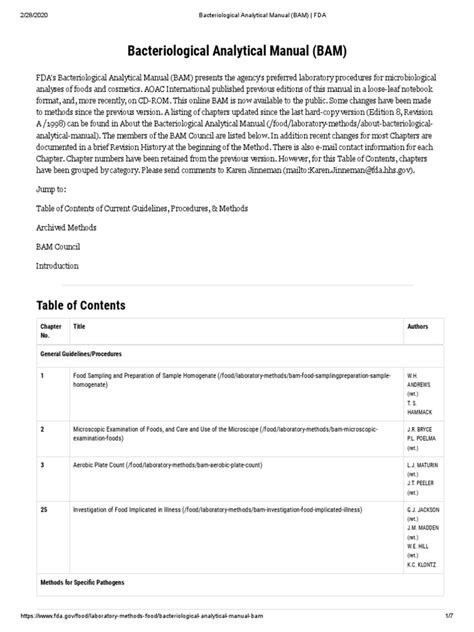 Bacteriological Analytical Manual Bam Fda Pdf Food And Drug Administration Microbiology
