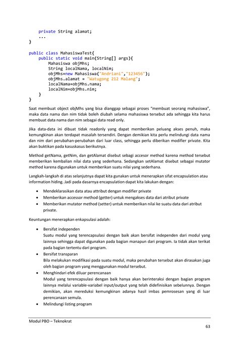 Modul Pratikum Pbo Encapsulation Pdf