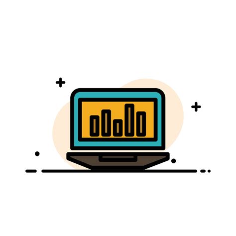 Laptop Graph Analytics Monitoring Statistics Business Flat Line Filled Icon Vector Banner