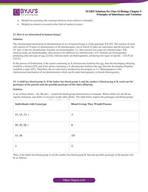 Ncert Solutions Class 12 Biology Chapter 5 Principles Of Inheritance