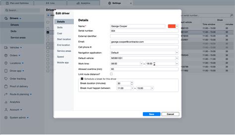 View And Understand Driver Detail Fields Optimoroute Help Center
