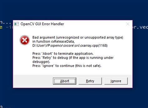 Bad Argument In Function CvReleaseData How To Fix The Error OpenCV Q A Forum