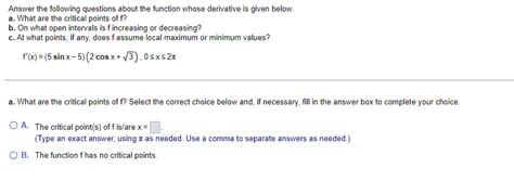 Solved Answer The Following Questions About The Function Chegg