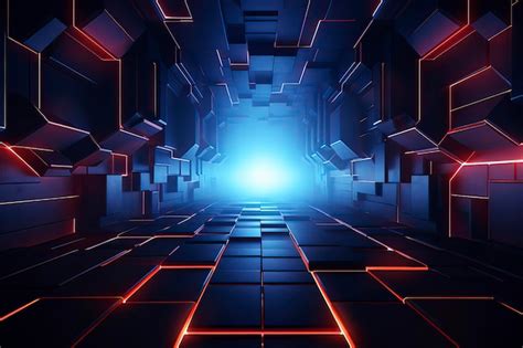 Premium Ai Image Luminous Abstract Technological Space Ai Technology Generated Image