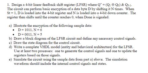 Solved 1 Design A 4 Bit Linear Feedback Shift Register