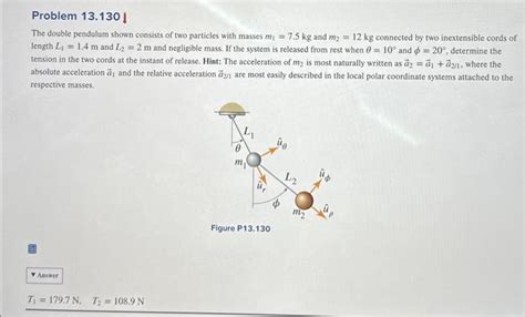Solved The Double Pendulum Shown Consists Of Two Particles