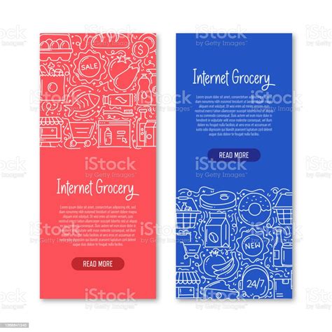 인터넷 식료품 관련 개체 및 요소 손으로 그린 벡터 낙서 일러스트 레이션 컬렉션 다른 인터넷 식료품 개체배너 템플릿 0명에 대한 스톡 벡터 아트 및 기타 이미지 Istock