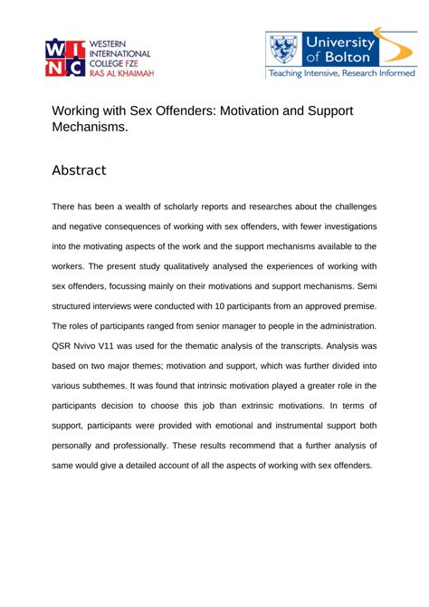 Pdf A Qualitative Study Working With Sex Offenders Motivation And