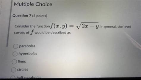solved question 7 5 points consider the function