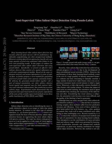 Pdf Semi Supervised Video Salient Object Detection Using Pseudo
