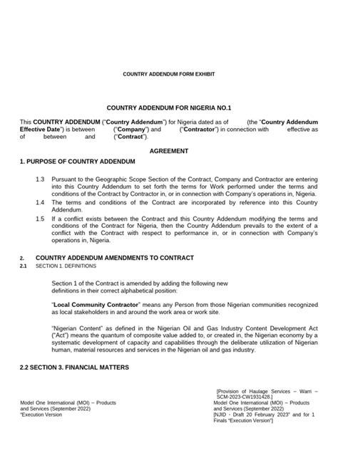 Country Addendum Form Exhibit Pdf Arbitration Civil Law Legal System