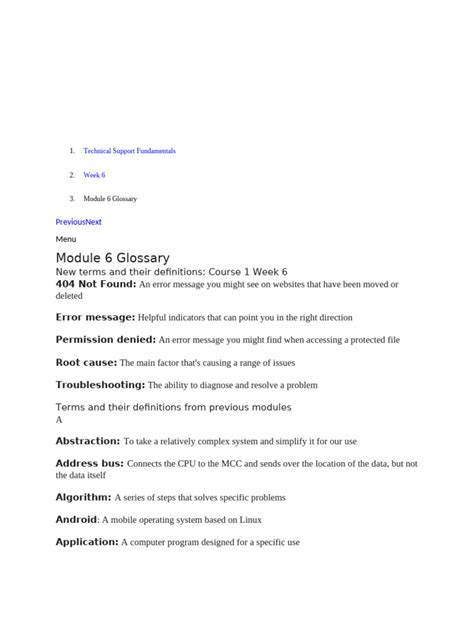 Module 6 Glossary Pdf Operating System Computer Network