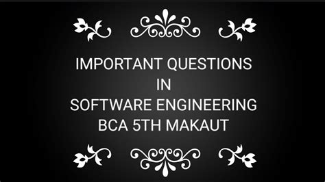 Software Engineering Important Questions Software Engineering Youtube