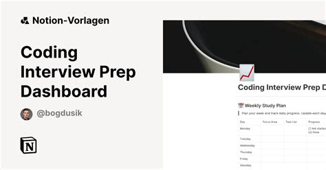 Coding Interview Prep Dashboard Vorlage Von Bogdusik Notion Marketplace