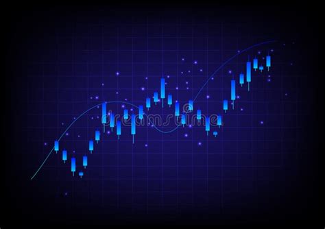 Stock And Investment Concept A Bar And Line Graph On A Dark Blue