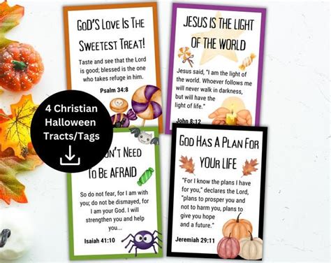 Christian Halloween Bible Verse Cards Printable Religious Halloween
