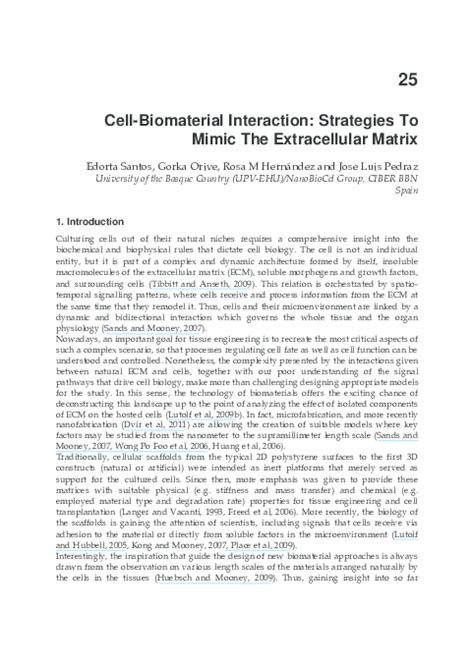 Pdf Cell Biomaterial Interaction Strategies To Mimic The