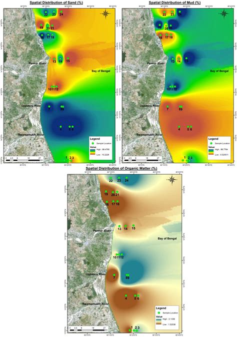 Spatial Distribution Map Of Sand Mud And Organic Matter Download
