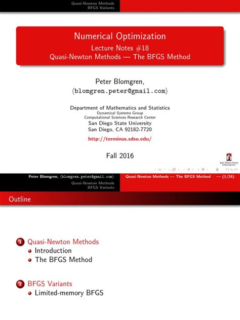 Numerical Optimization Lecture Notes 18 Quasi Newton Methods The