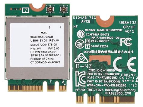 Realtek RTL8822BE 802.11ac/abgn PCIE WLAN With Bluetooth 4.2 Notebook ...