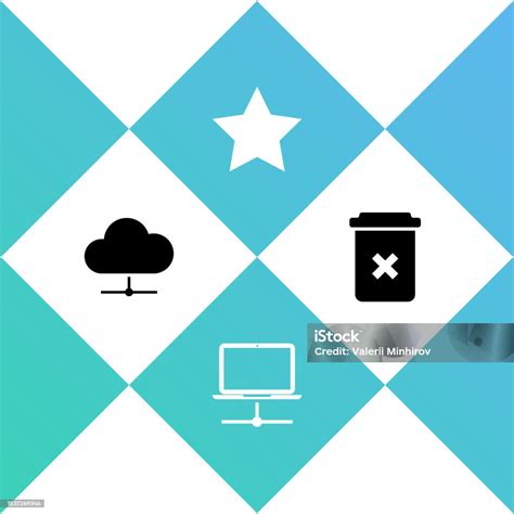 네트워크 클라우드 연결 컴퓨터 네트워크 별표 및 휴지통 아이콘을 설정합니다 벡터 1위에 대한 스톡 벡터 아트 및 기타 이미지