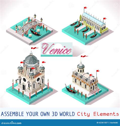 Venice 03 Tiles Isometric Stock Vector Illustration Of Building 62361507