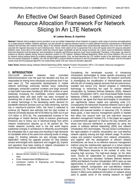 An Effective Owl Search Based Optimized Resource Allocation Framework For Network Slicing In An