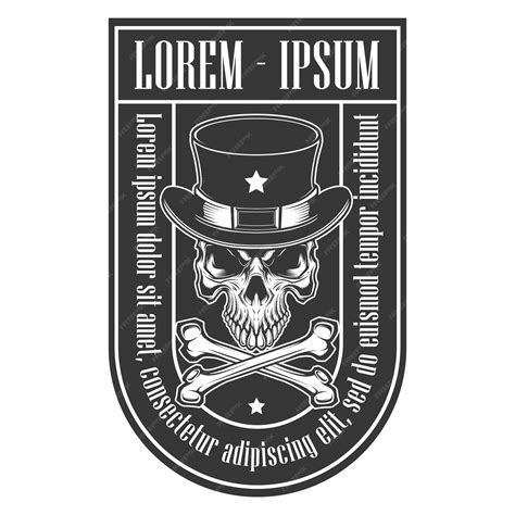 Premium Vector Crossbone Skull With Hat Emblem Patch Vector Illustration