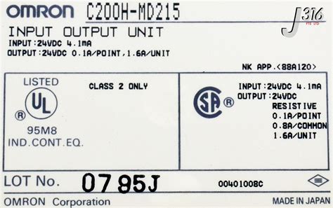OMRON INPUT OUTPUT UNIT INPUT VDC OUTPUT VDC C H MD J Gallery