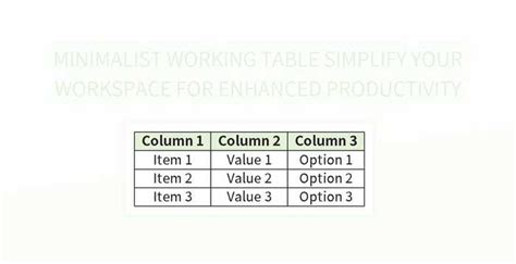 Minimalist Working Table Simplify Your Workspace For Enhanced Productivity Excel Template Free