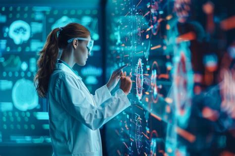 Premium Photo Female Research Scientist Analyzing Genetic Data On