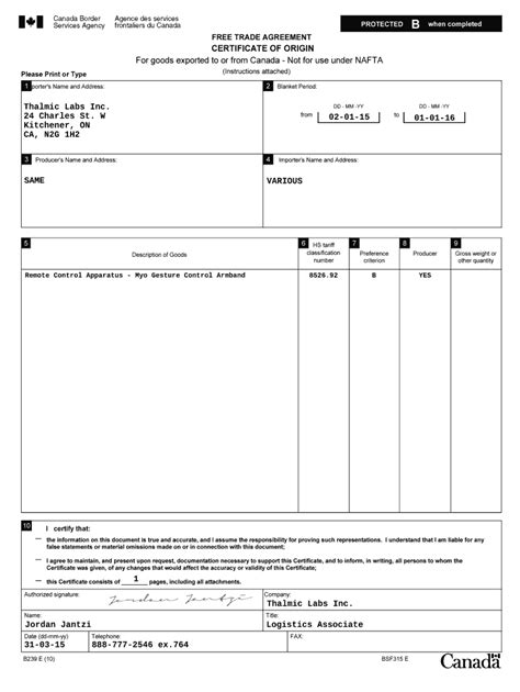 Fillable Online Free Trade Agreement Certificate Of Origin For Goods Fax Email Print Pdffiller