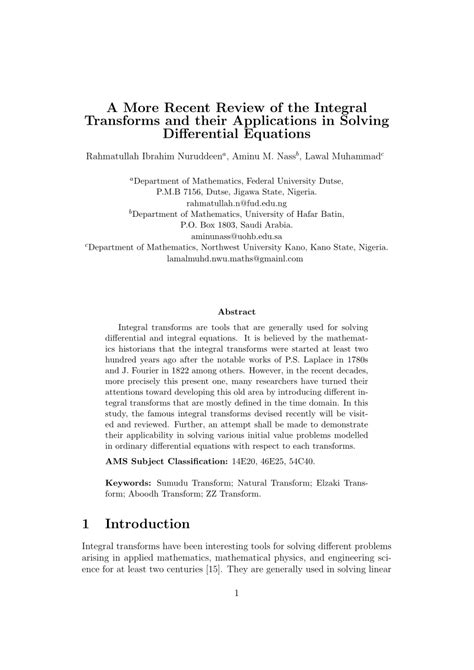 Pdf A More Recent Review Of The Integral Transforms And Their Applications In Solving