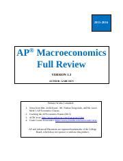 AP Economics Macro Full Review Pdf AP Macroeconomics Full Review VERSION