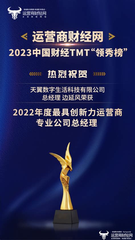 天翼数字生活公司边延风荣获2022年度最具创新力运营商省公司总经理 手机新浪网