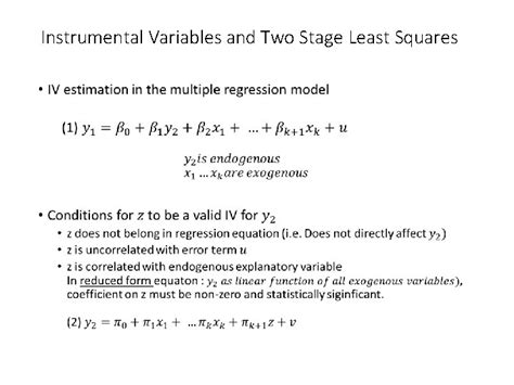 Instrumental Variables And Two Stage Least Squares Instrumental