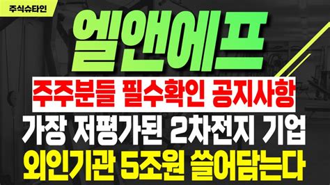 엘앤에프 엘앤에프주가 가장 저평가된 2차전지기업 외인 기관 연기금까지 싹쓸이 매수ira 최대 수혜종목 50만원까지