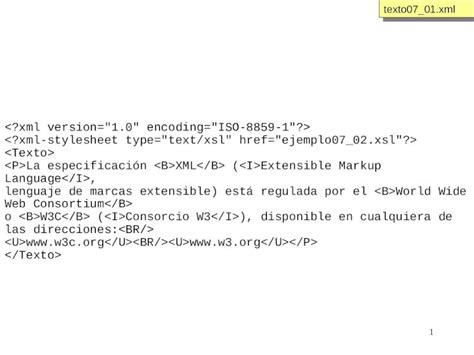 ppt 1 la especificación xml extensible markup language lenguaje de