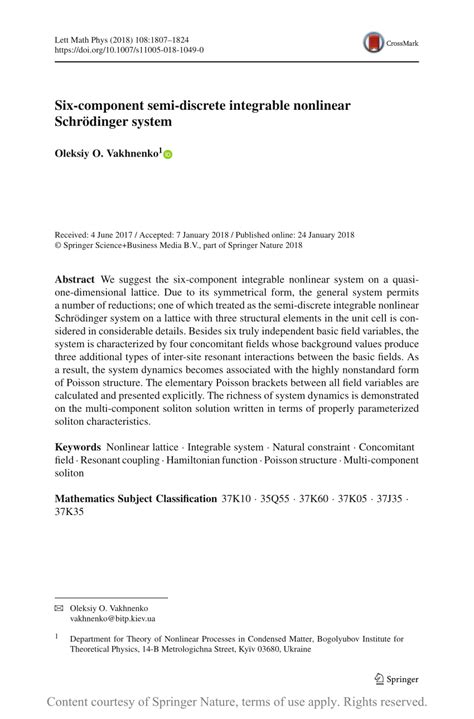 Six Component Semi Discrete Integrable Nonlinear Schrödinger System
