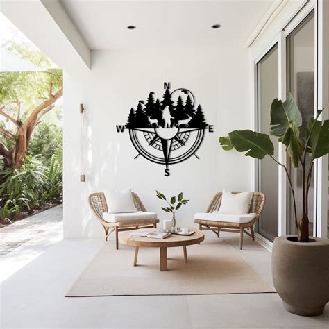 Compass Metal Wall Art Nautical Decor Large Metal Compass Rustic