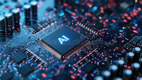 Artificial Intelligence Microchip Microprocessor With Ai Technology Stock Illustration