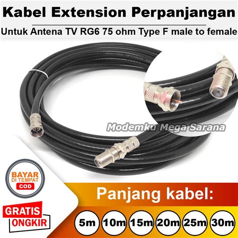 Jual Kabel Sambungan Antena Tv Konektor F Male To Female Extension Digital Coaxial Rg Shopee