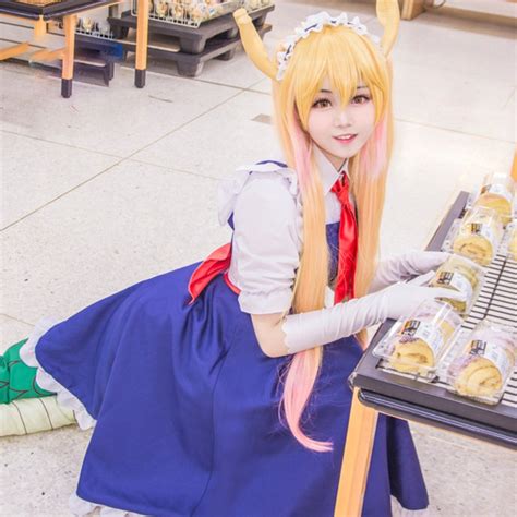 Anime Miss Kobayashis Dragon Maid Tohru Cosplay Costume With Wig Kanna