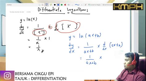 Differentiate Logarithms Cikgu Yeppi Youtube